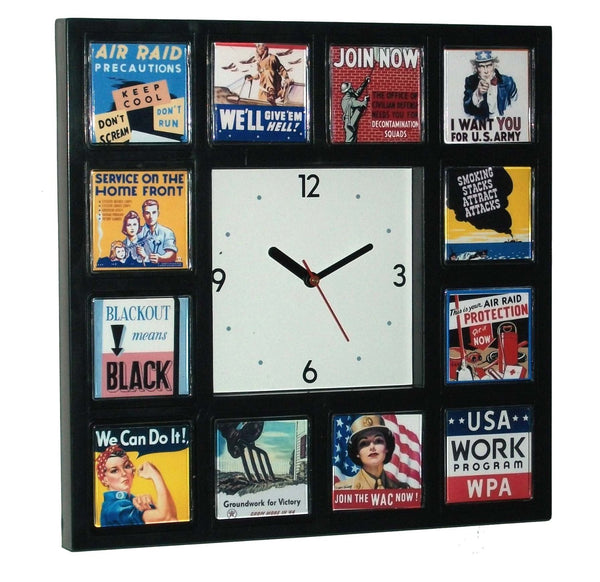 World War II WPA posters Wall or desk clock – Final Score Products